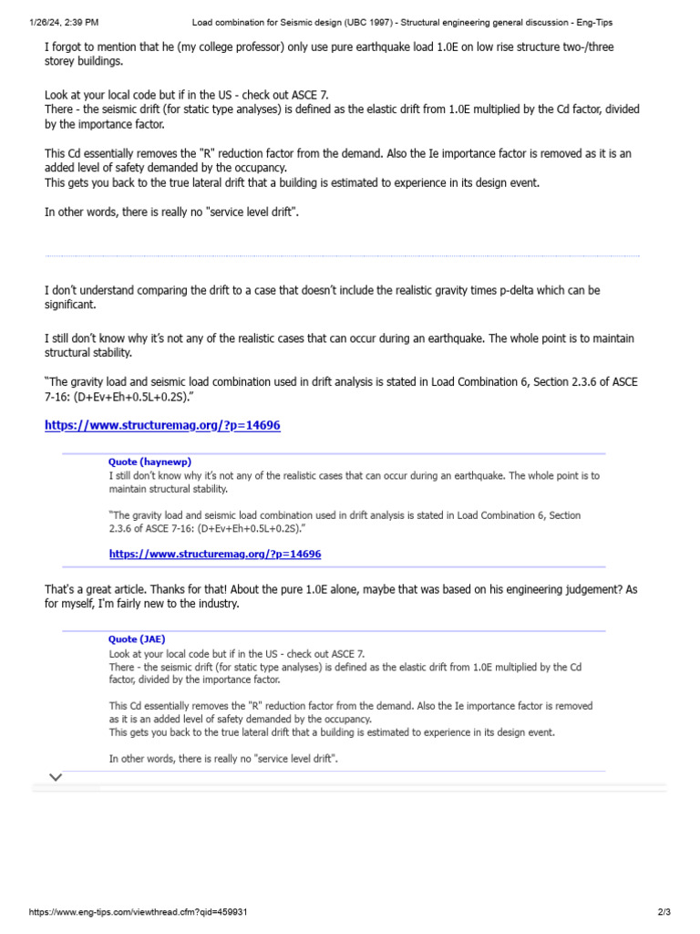 Load Combination For Seismic Design (UBC 1997) - Structural Engineering ...