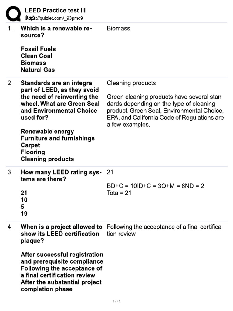 LEED Practice test III | PDF