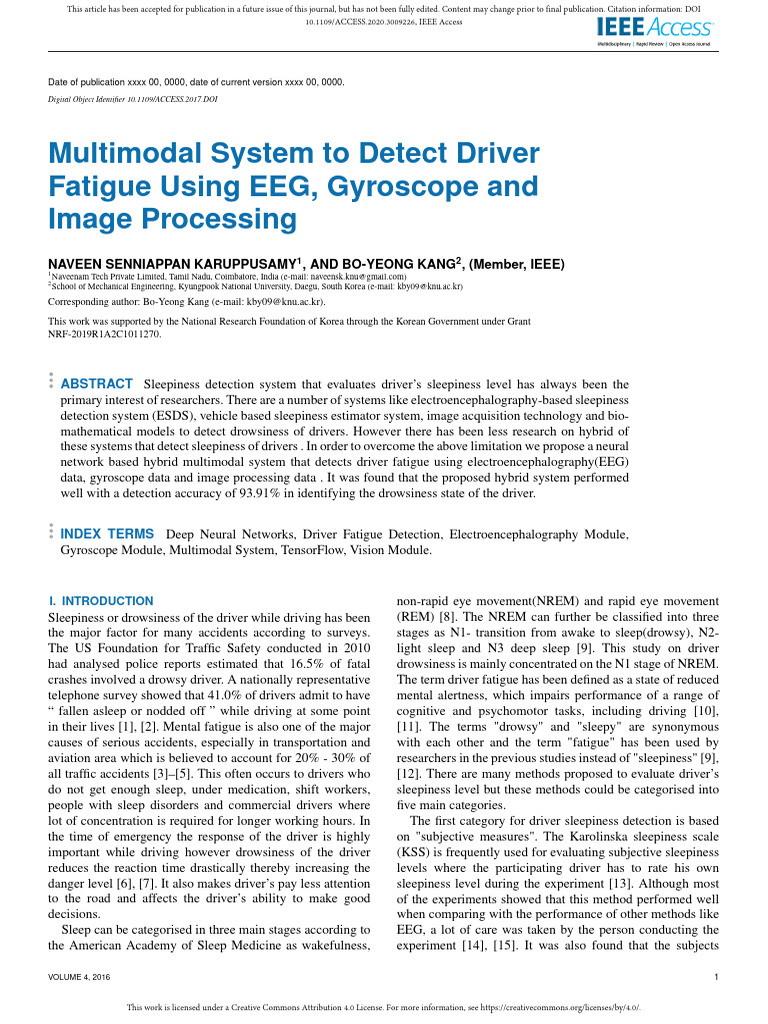 Multimodal System To Detect Driver Fatigue Using E | PDF