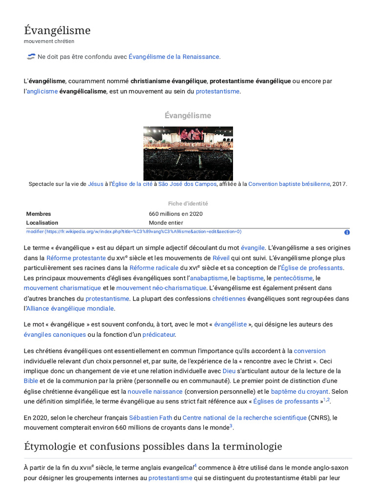 Évangélisme - Wikipédia | PDF