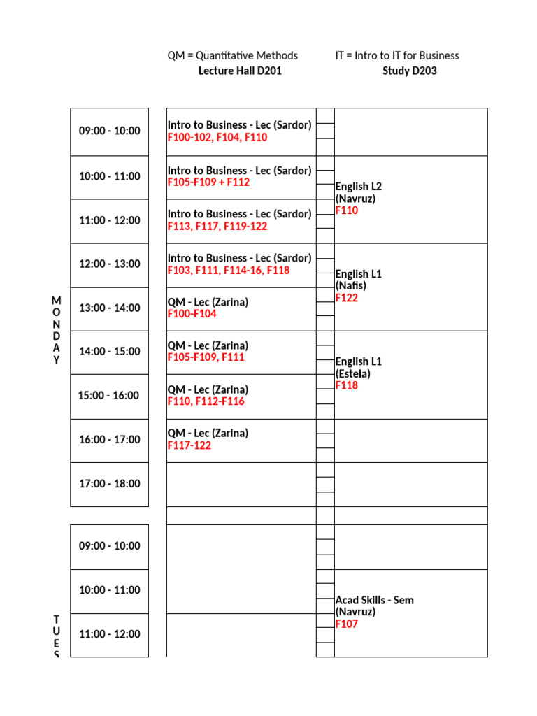 BMU Schedule (Fall 2024) - v4 | PDF