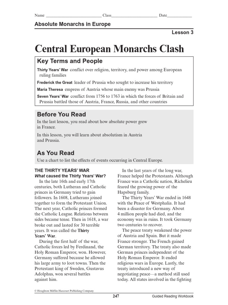 Guided Reading Lesson 3 Absolute Monarchy | PDF