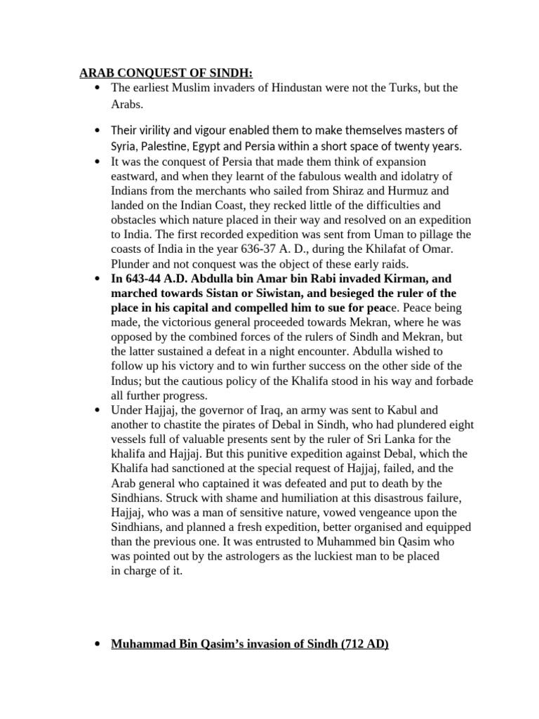 Arab Conquest of Sindh | PDF