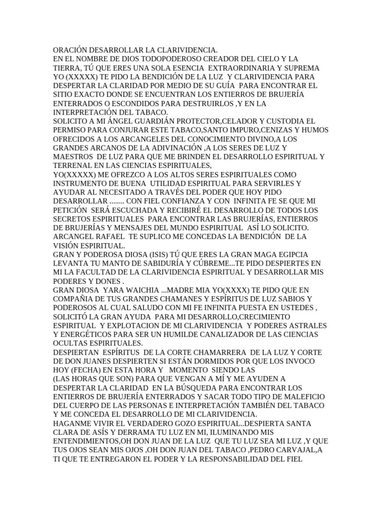 Oración para Desarrollar Clarividencia | PDF | Oración | Creencia ...