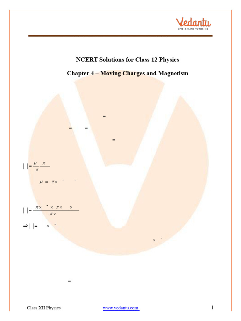NCERT Solutions For Class 12 Physics Chapter 4 Download FREE PDF | PDF