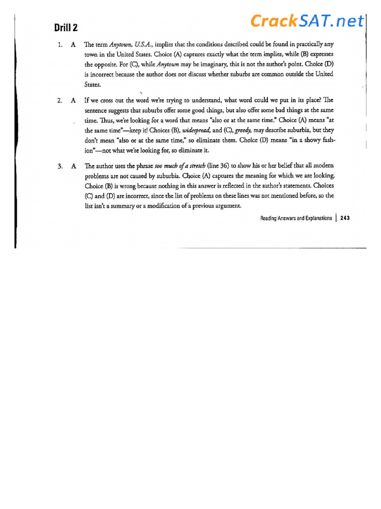 SAT Reading Practice Test 2 Answer Explanations | PDF