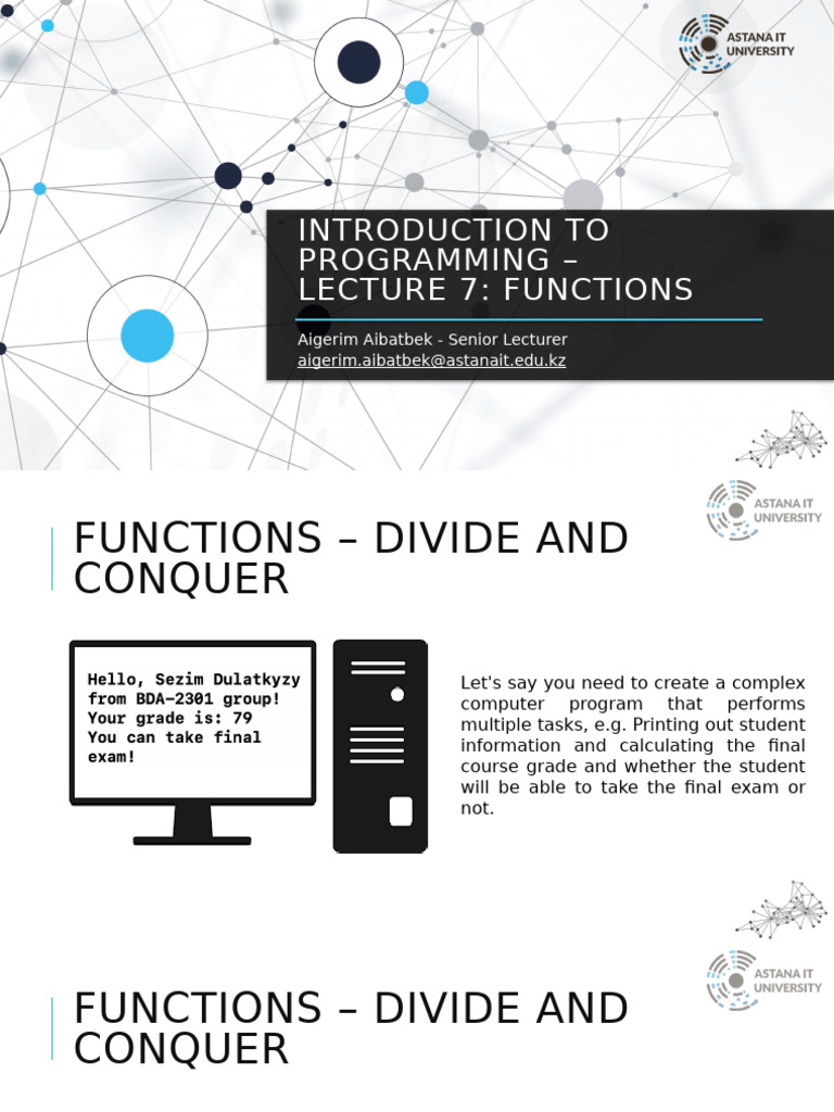 Lecture 6 - Functions | PDF