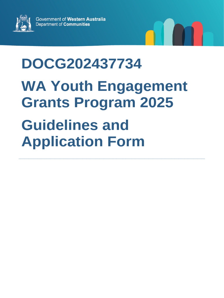 Wa Youth Engagement Grants Program 2025 Guidelines and Application Form ...