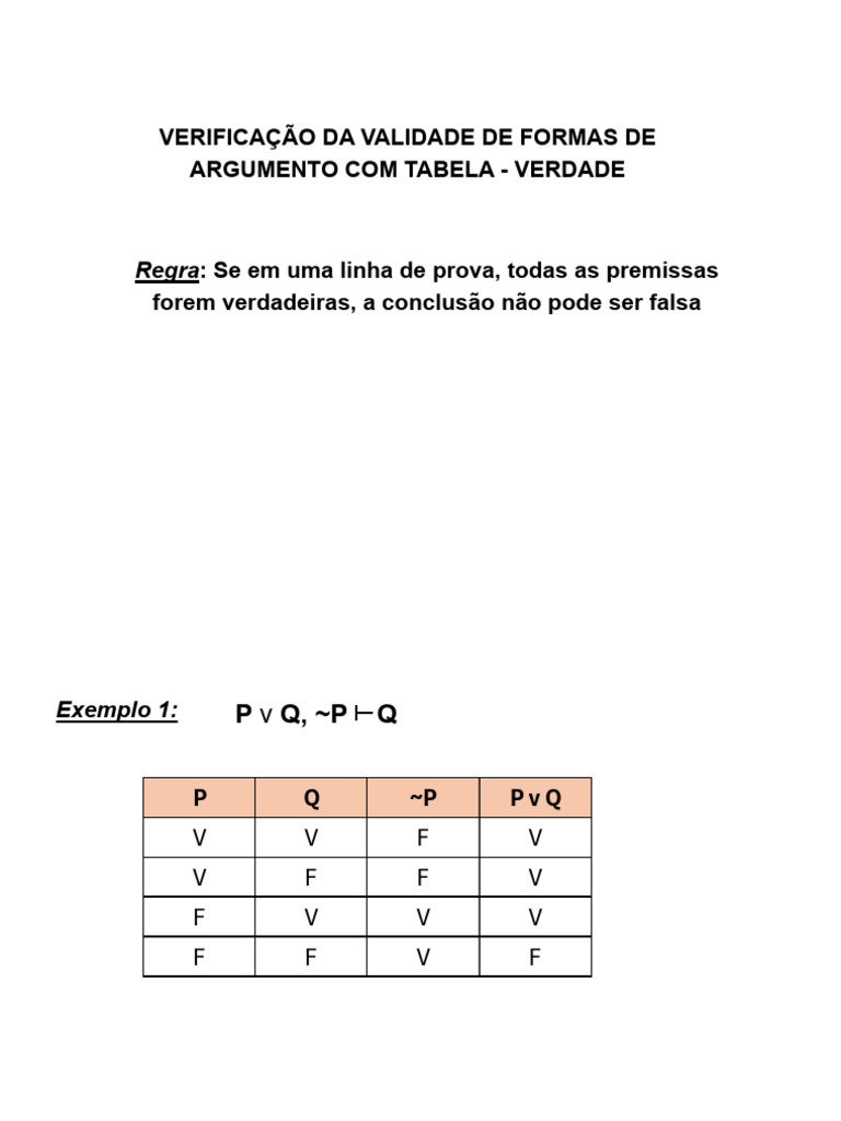 Slides - Verificação de Validade Com Tabela Verdade | PDF