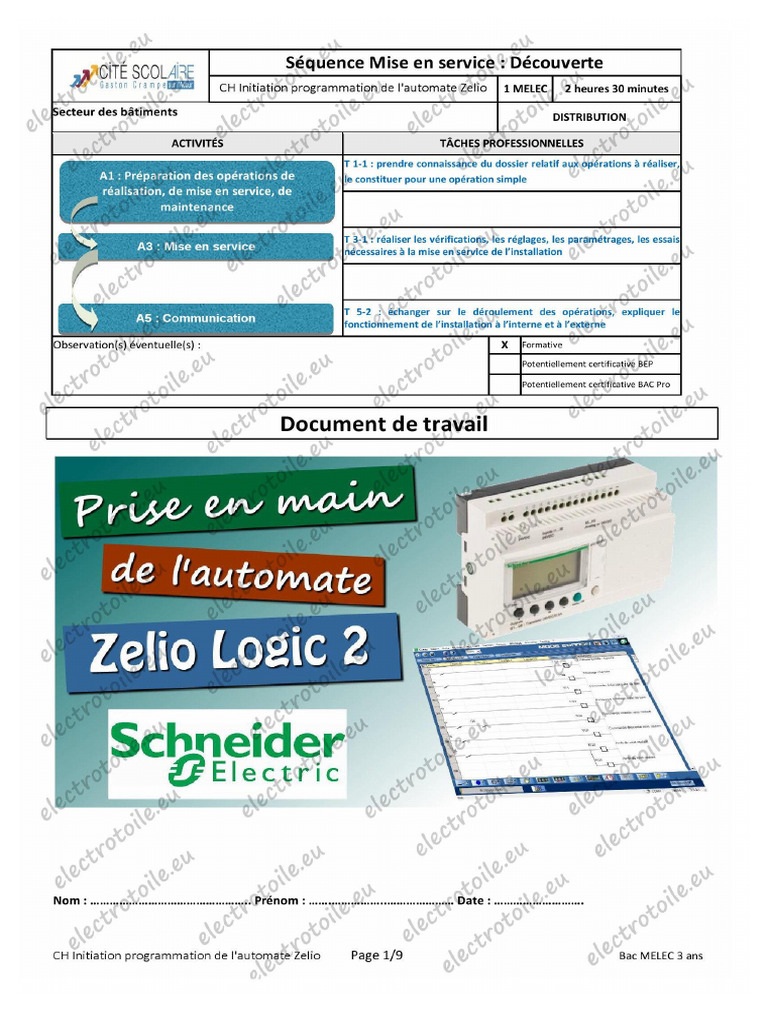 Initiation Automate Zelio TP Melec | PDF
