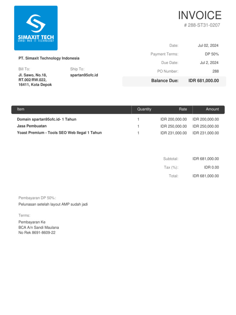 Invoice 288-ST31-0207 | PDF