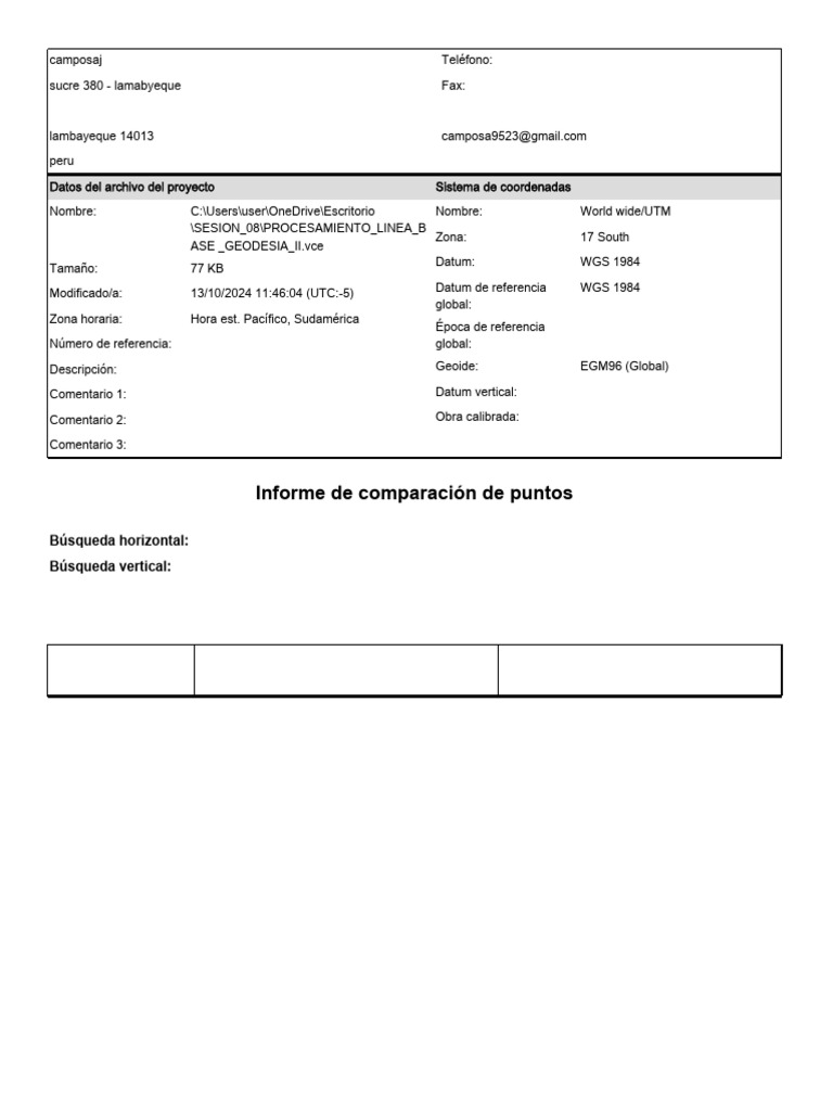 Informe de Comparación de Puntos | PDF