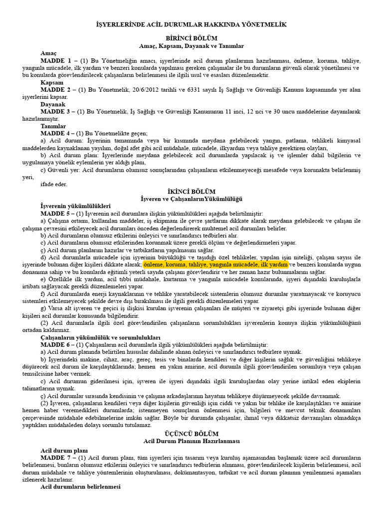 Acil Durum Eylem Planı | PDF