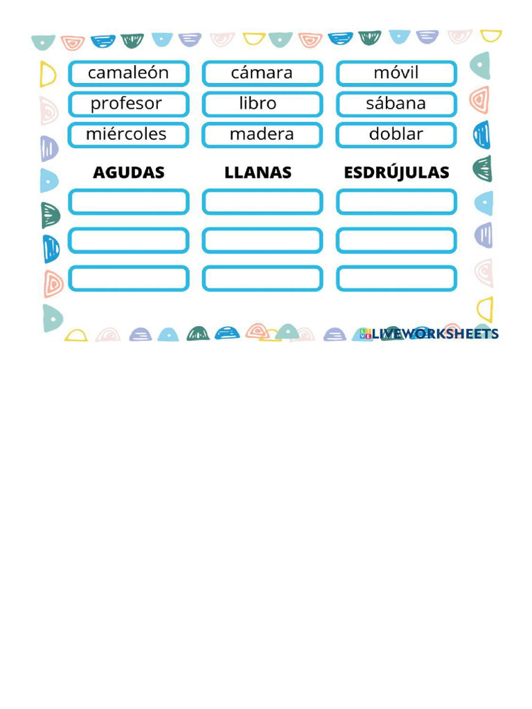 Palabras Agudas, Llanas y Esdrújulas | PDF