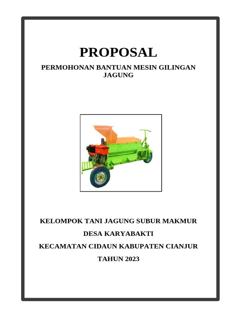 Proposal Mesin Gilingan Jagung | PDF