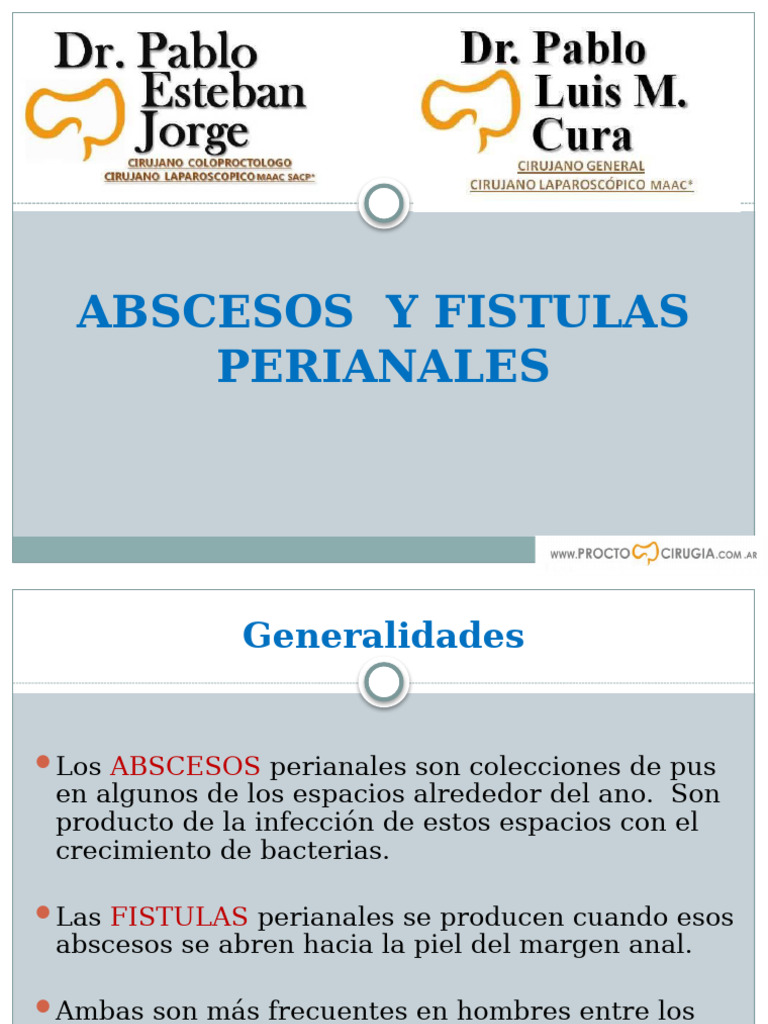 Abscesos y Fistulas Perianales Proctocirugia | PDF