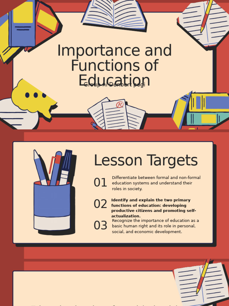 Importance and Functions of Education - G2 | PDF