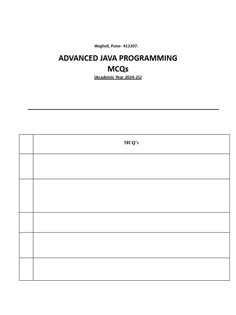 AJP Unit 3 MCQ's | PDF | Method (Computer Programming) | Computers