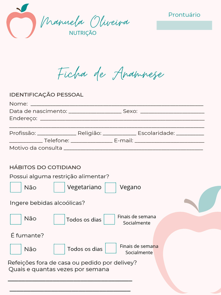 Ficha de Anamnese Nutricional | PDF