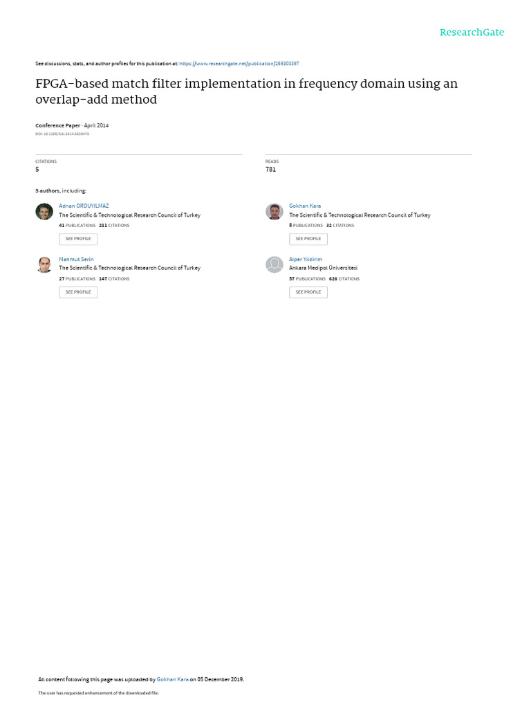 Fpga Based Match Filter Implementationin Frequency Domain | PDF | Filter (Signal Processing ...
