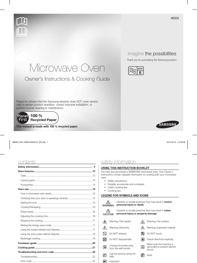 Microwave Oven Manual | PDF