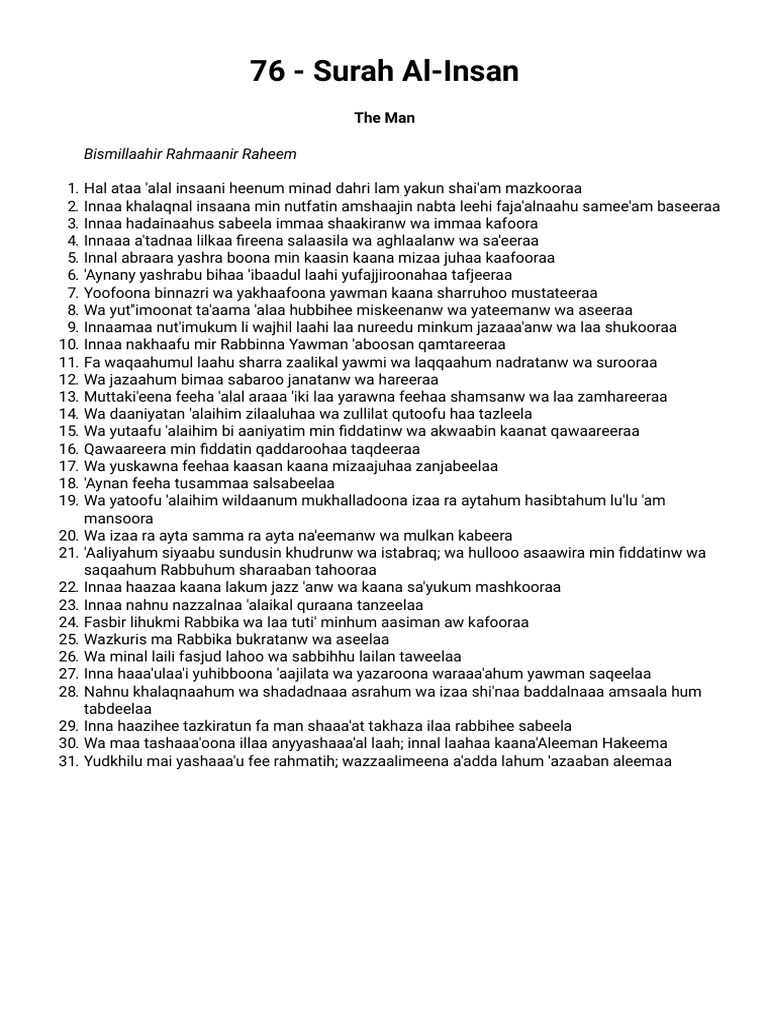 076 Surah Al-Insan | PDF