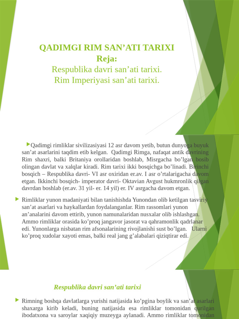 6-seminar QADIMGI RIM SAN’ATI TARIXI | PDF