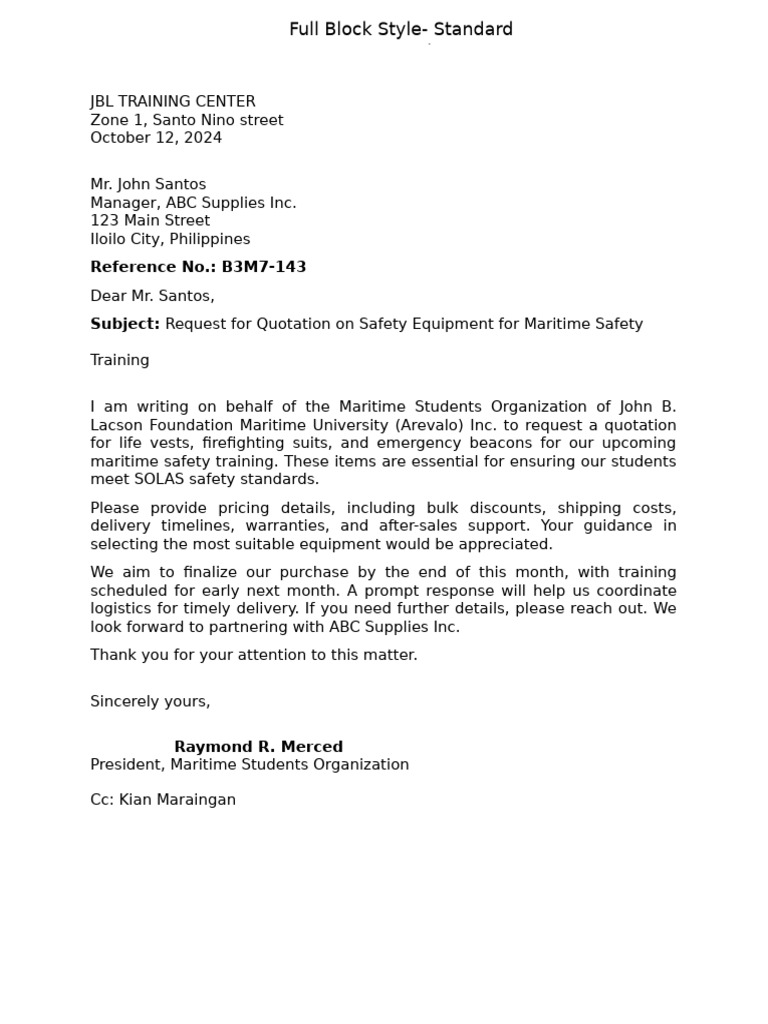 Activity in TRW Business Letter | PDF