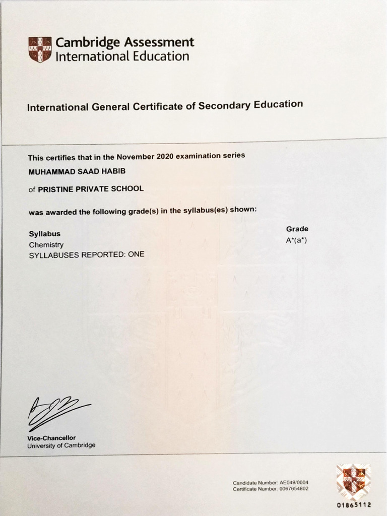 Muhammad Saad Habib IGCSE Complete Including Chem | PDF