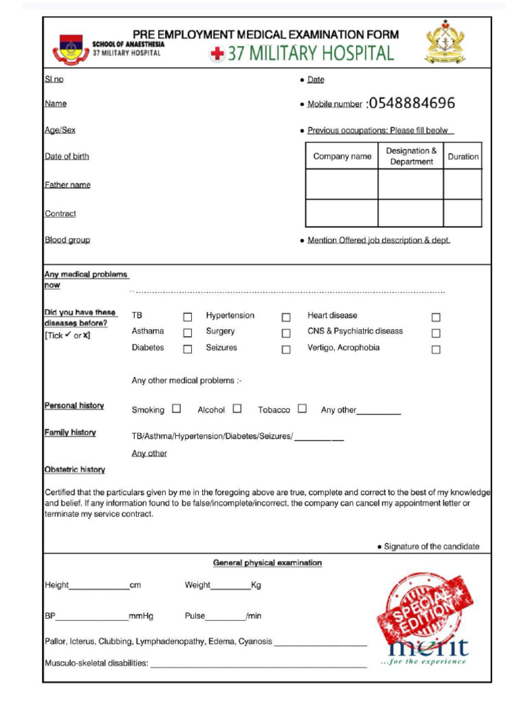 Akoto Emma Pre Employment Medical Examination Form 240624 145422 | PDF Akoto Emma Pre Employment Medical Examination Form 240624 145422 | PDF