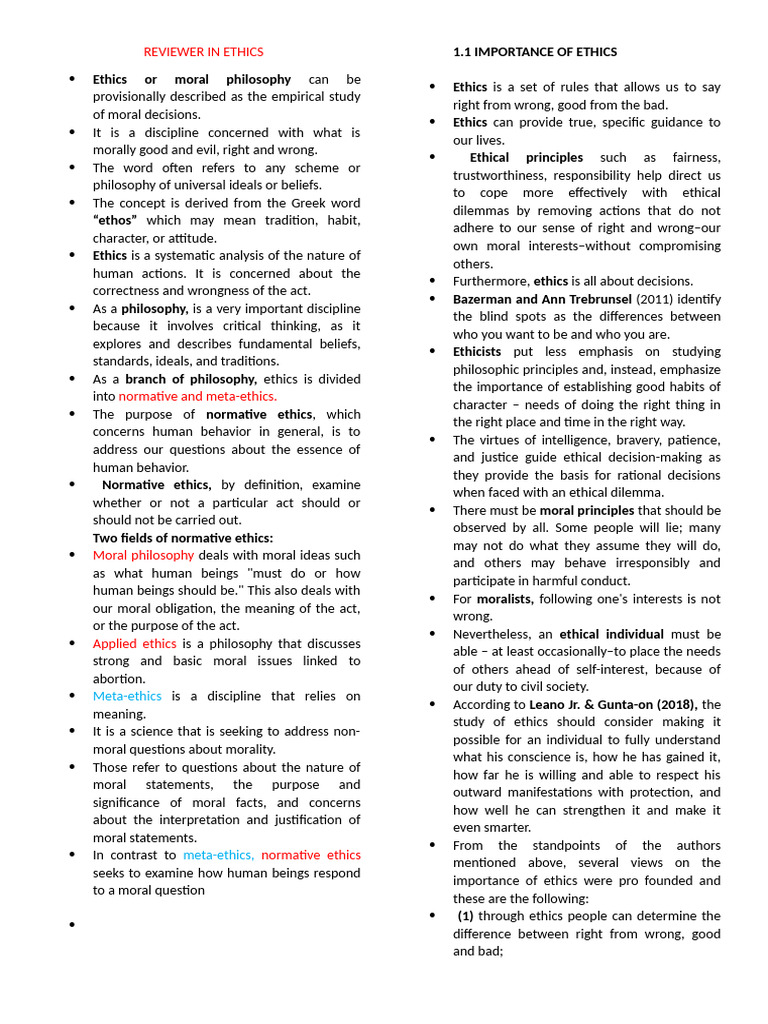 Reviewer in Ethics | PDF | Morality | Immanuel Kant