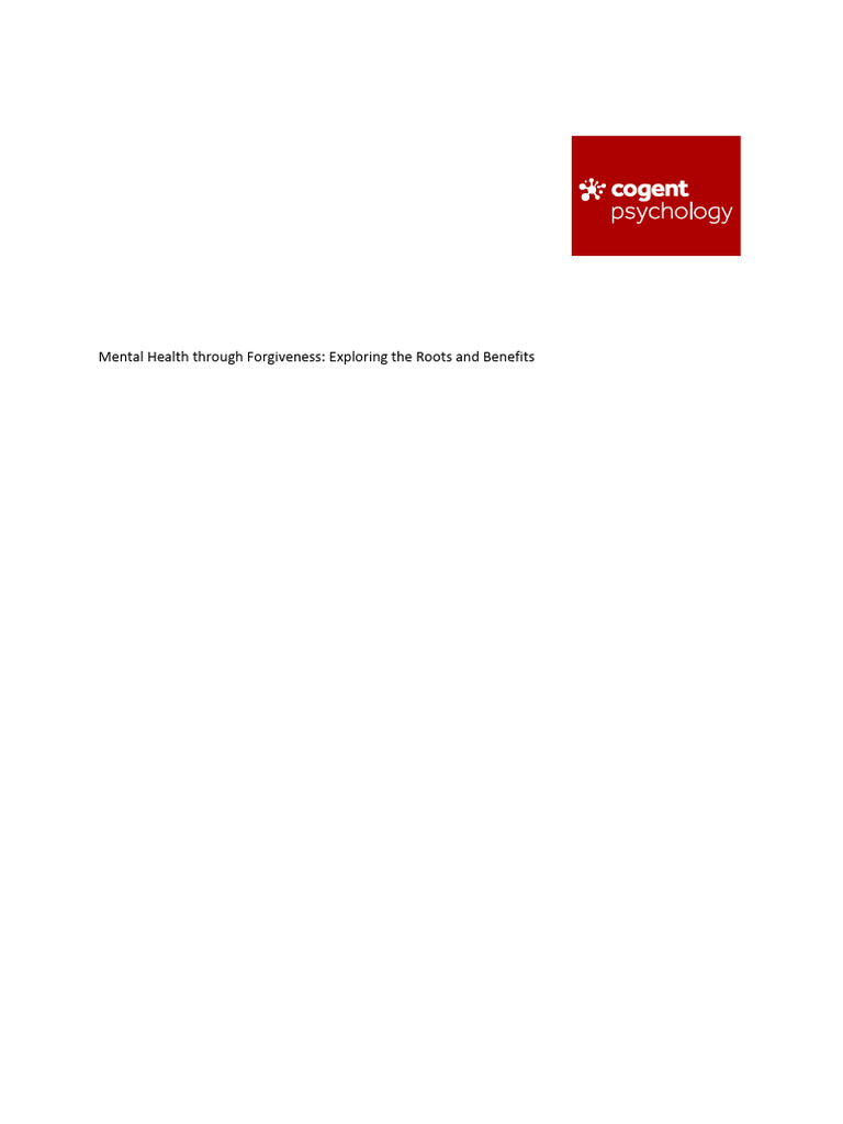 Mental Health Through Forgiveness Exploring The | PDF