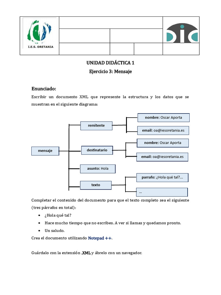 Ejercicio 3 UD1 Mensaje | PDF