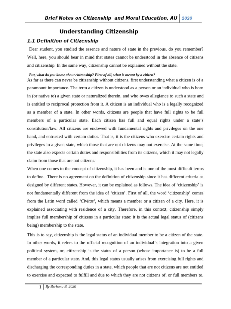 Understanding Citizenship | PDF