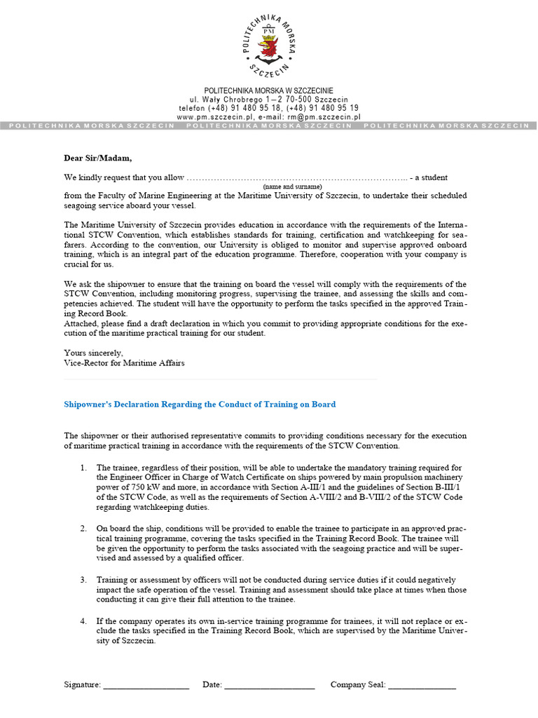 Shipowners Declaration EMSA WM | PDF