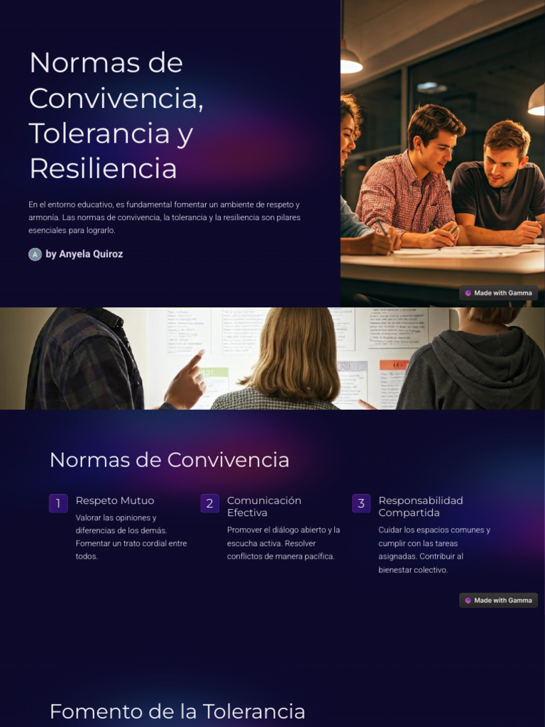 Normas de Convivencia Tolerancia y Resiliencia | PDF