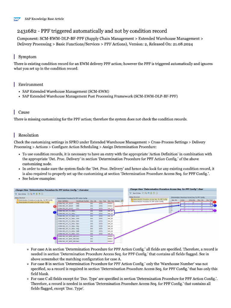 PPF Triggered Automatically and Not by Condition Record | PDF