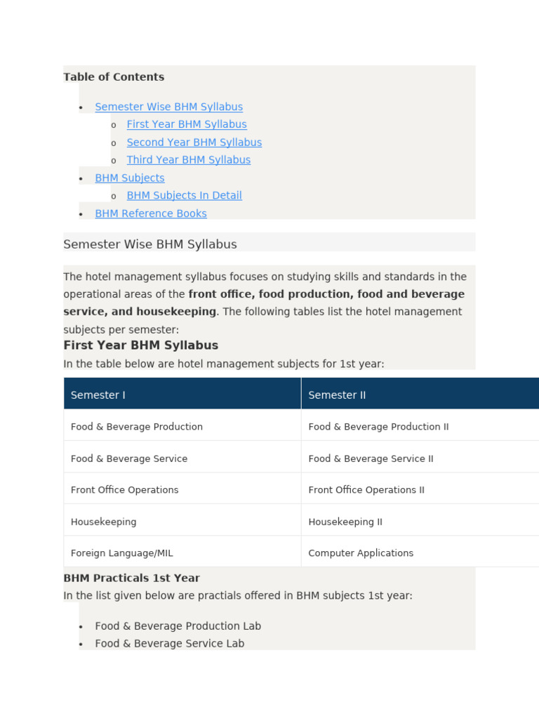 Syllabus of BHM Global | PDF