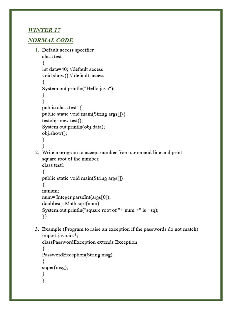 Java Programs Msbte | PDF
