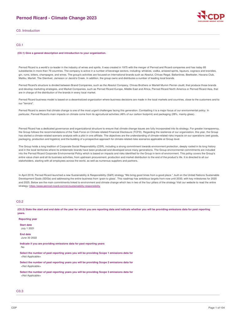 CDP Climate Response 2023 | PDF