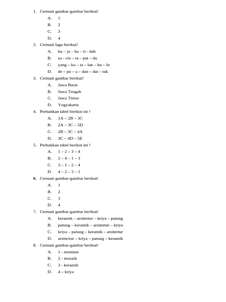 Soal SBDP Kelas 6 | PDF