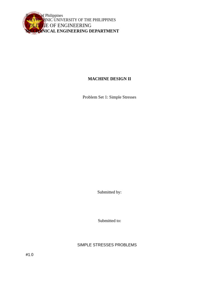 ProblemSet Stresses | PDF