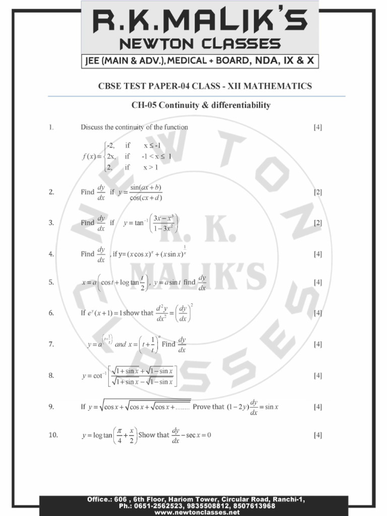 Continuity and Differenbility T4 NN | PDF