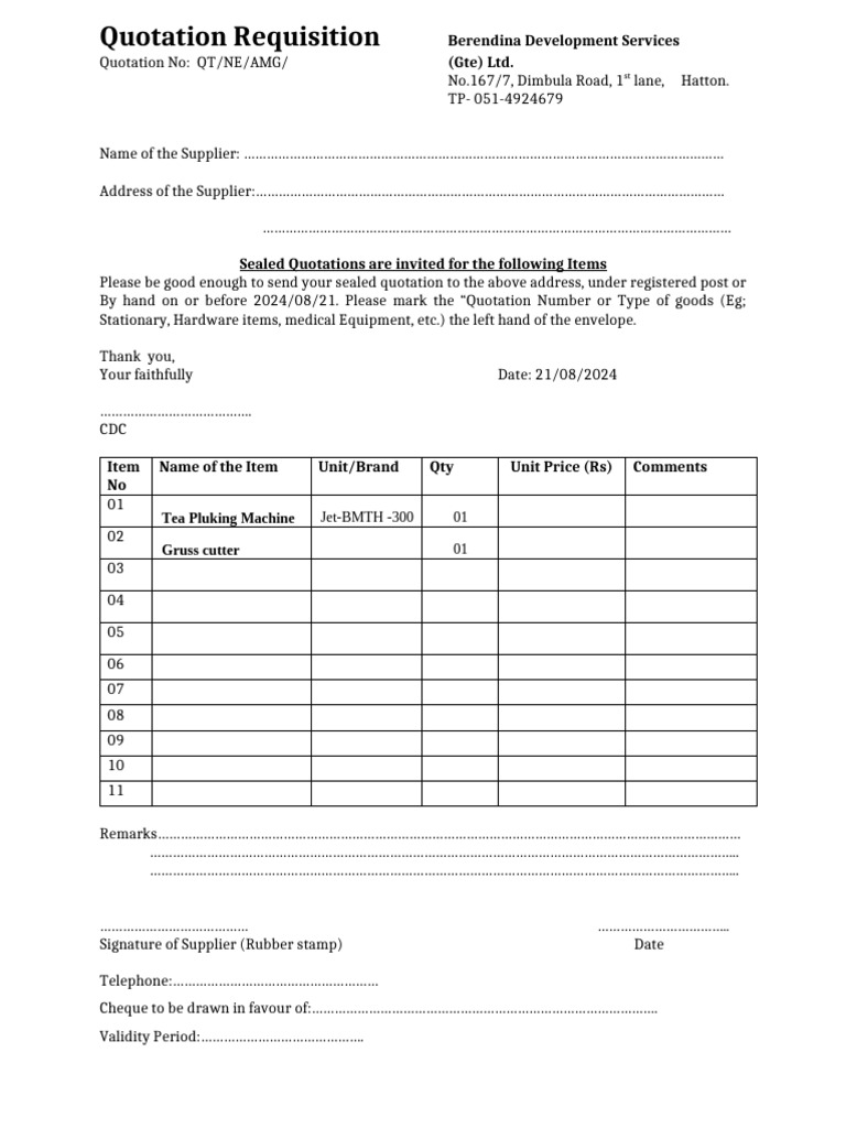 26 - Final Quotation - Format | PDF