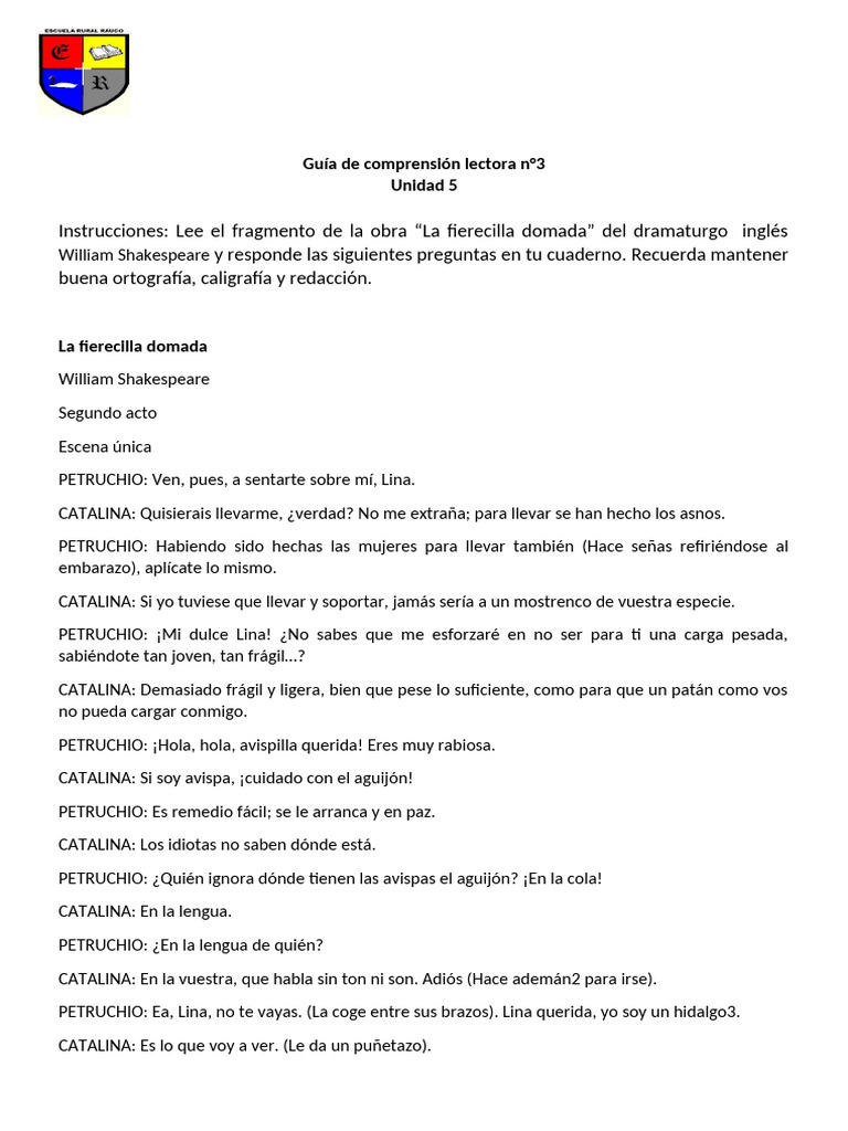 Guia Comprension Lectora 6° | PDF