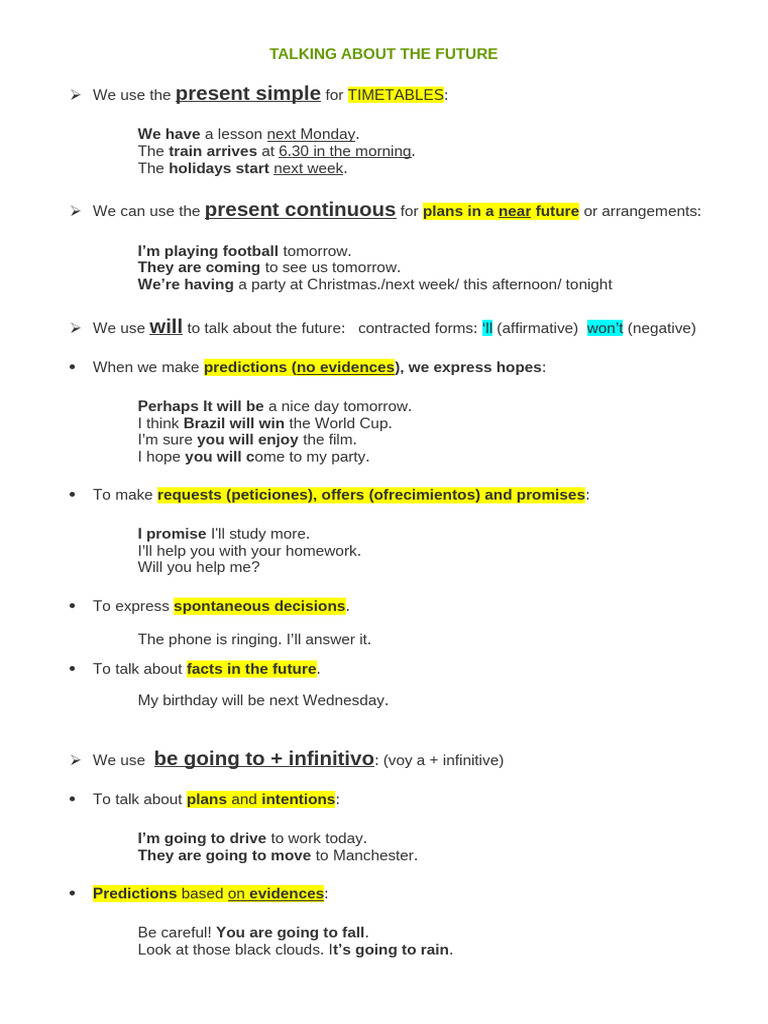 FUTURE and CONDITIONAL YEAR 2 | PDF