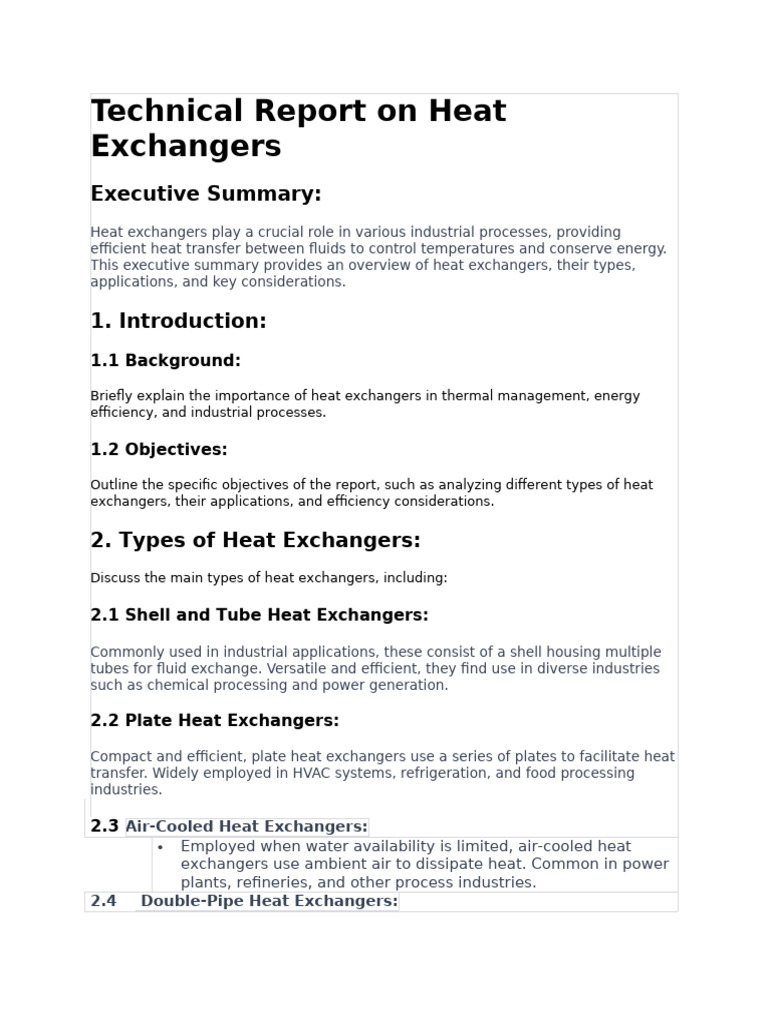 Technical Report On Heat Exchangers | PDF