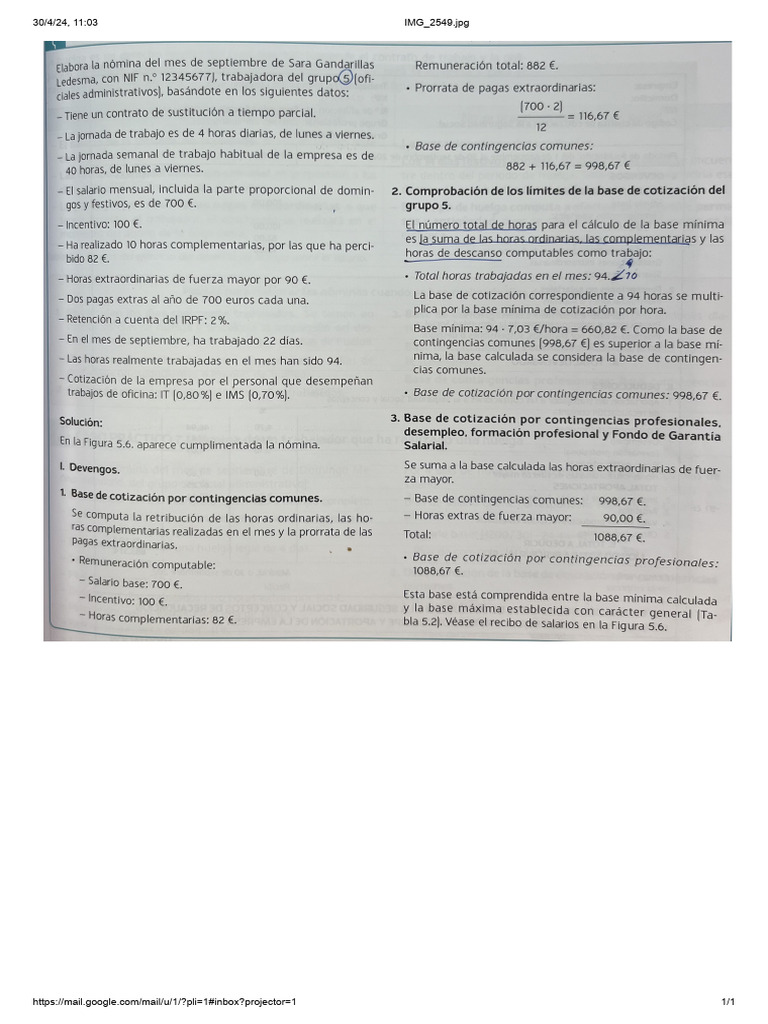 EXPLICACIÓN NÓMINA SARA GARANDILLAS PARCIAL | PDF