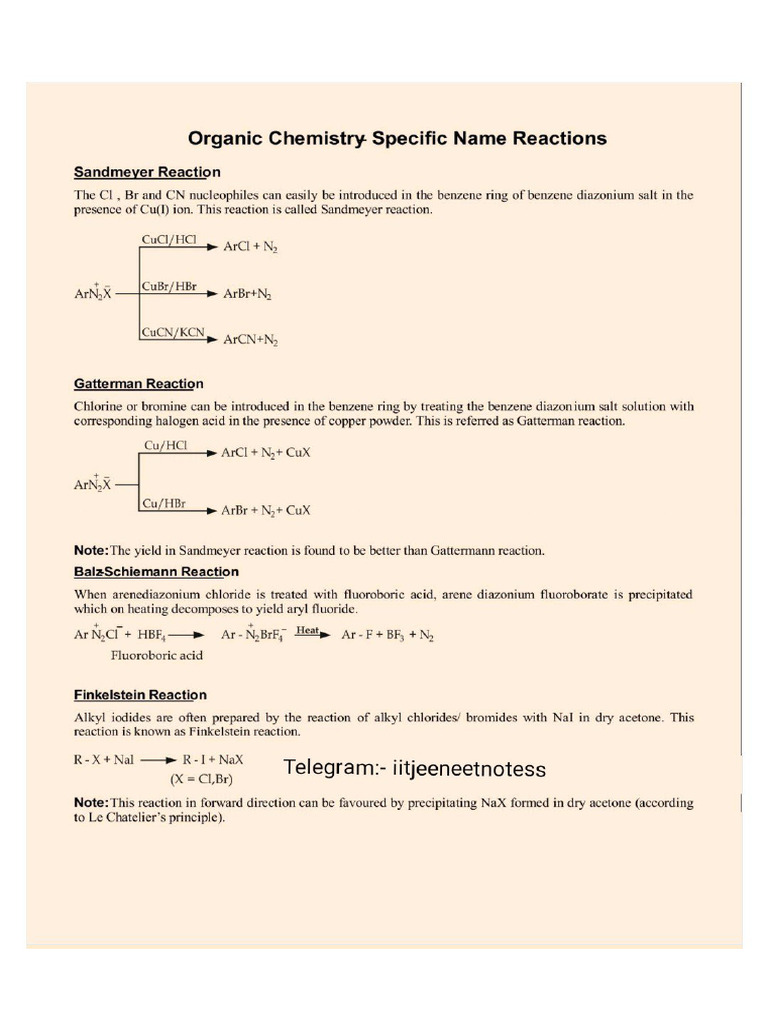Important Organic Chemistry Name Reactions PDF? | PDF