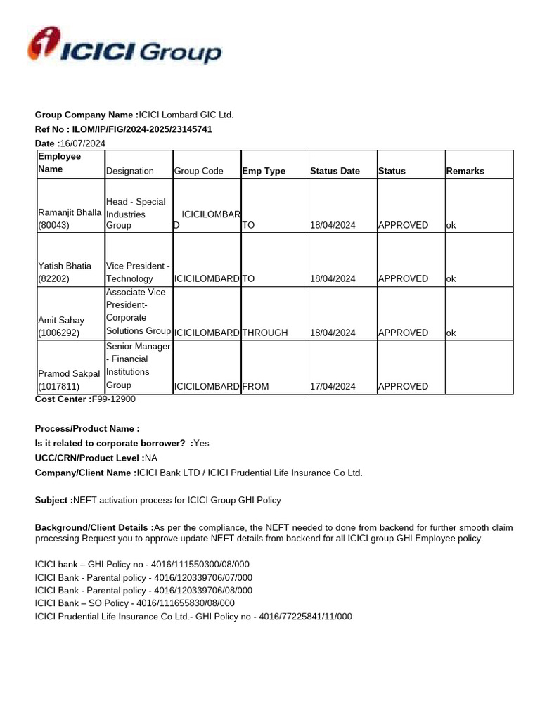 Fresh APPROVAL - NEFT 16-July-2024 ILOM - IP - FIG - 2024 - 2025 ...